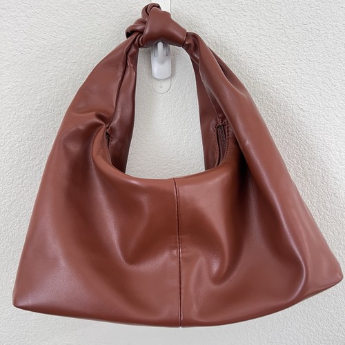 Brown Slouchy handbag Knot Handle Vegan Leather Brown Purse Shein | eBay