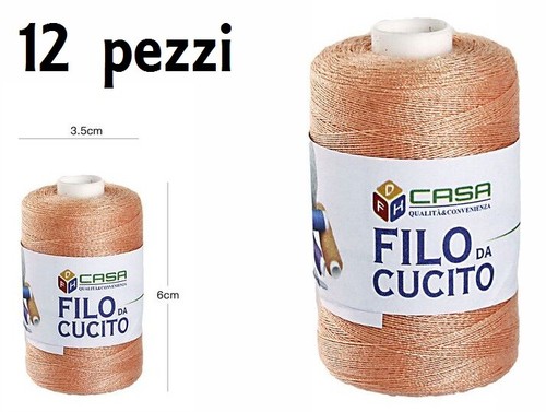 x Set 12 Pz Filati Rocchetto Filo Da Cucito Sarto 3,5x6cm Pesca 64406 ...