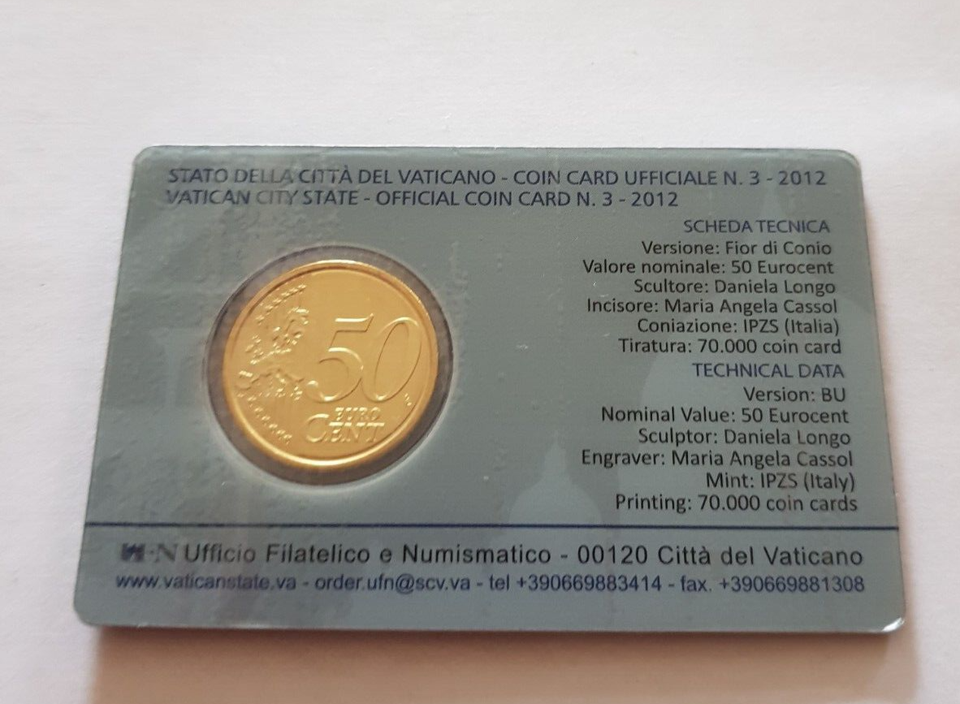 Vatican 2012 - 50 Cent - Coin Card #3 - Brilliant Uncirculated | eBay