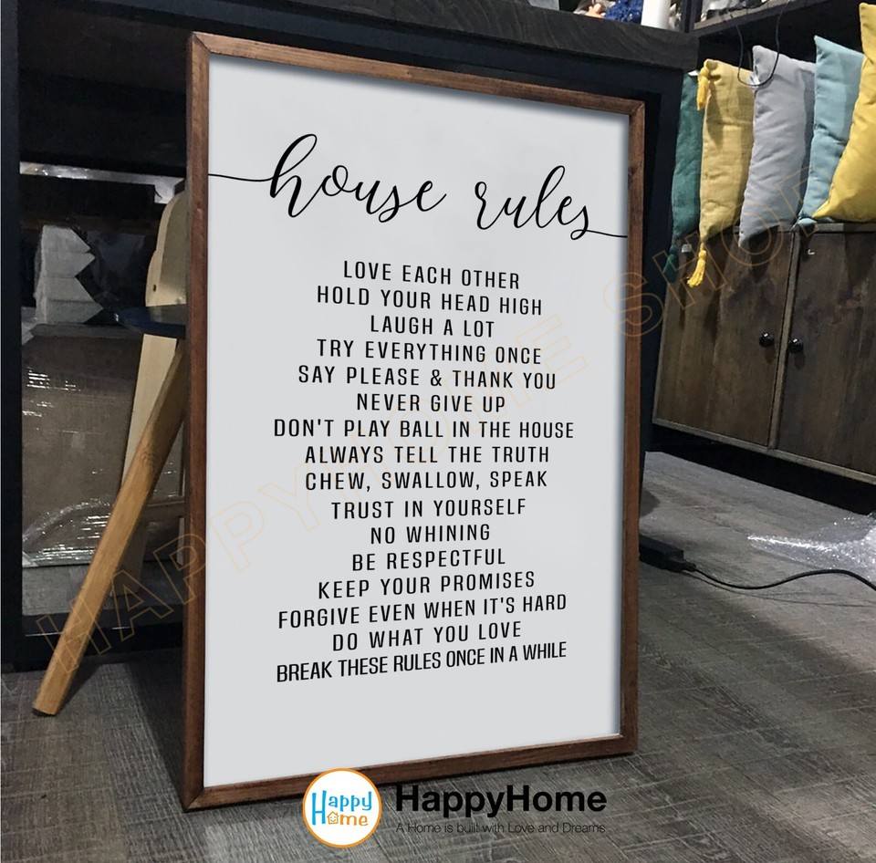 House Rules Wall Art Family Rules Home Sign Homewarming Prints Wall ...