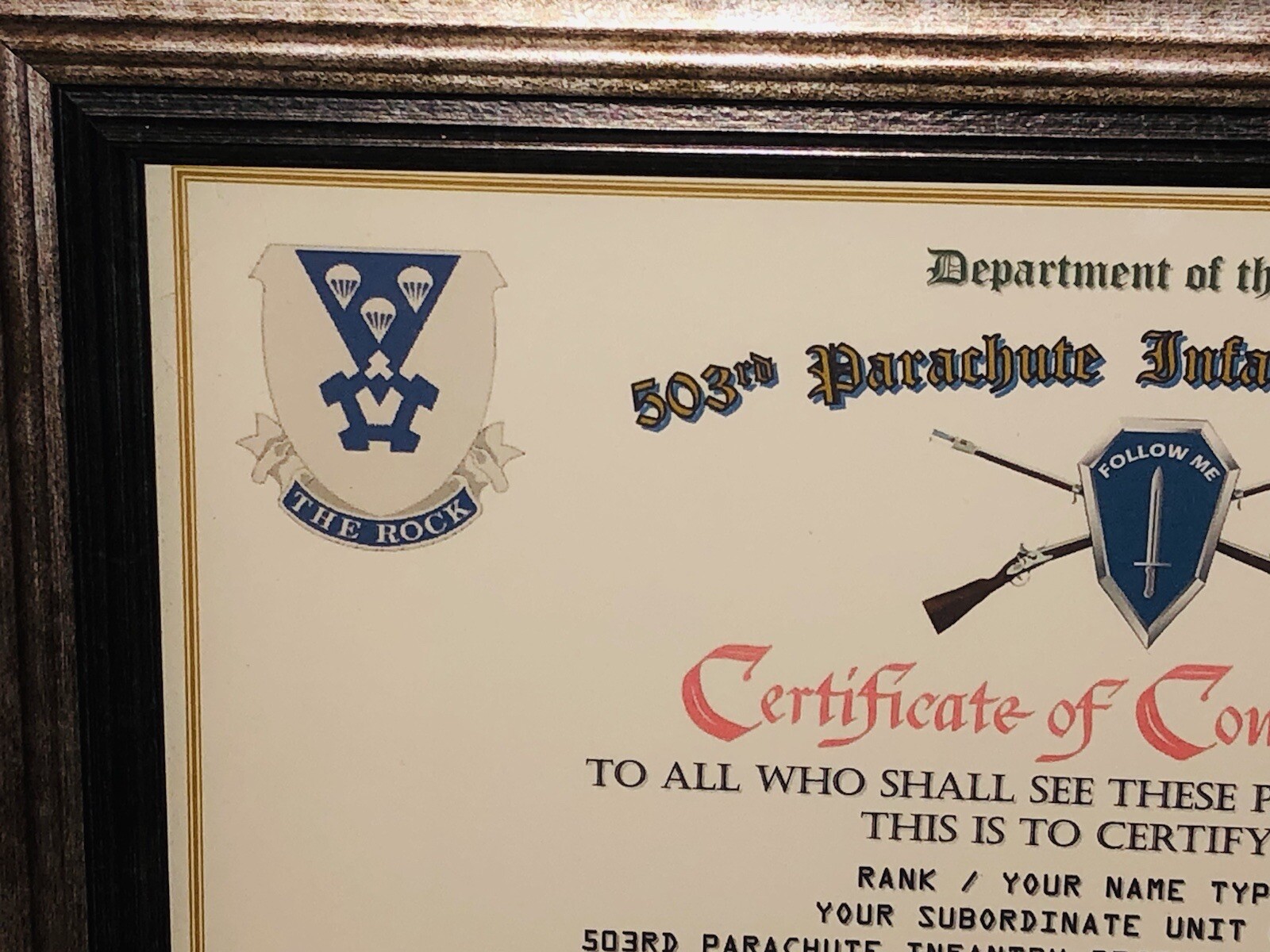 503RD PARACHUTE INFANTRY REGIMENT / COMMEMORATIVE - CERTIFICATE OF COMMENDATION | eBay