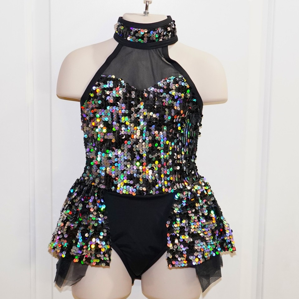 Weissman Dance Costume Ultra Sparkle Dress Black Silver Sequins ...