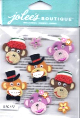 Monkey Monkeys Faces Sock Hats Dressed Fancy Jolee's Boutique Stickers | eBay