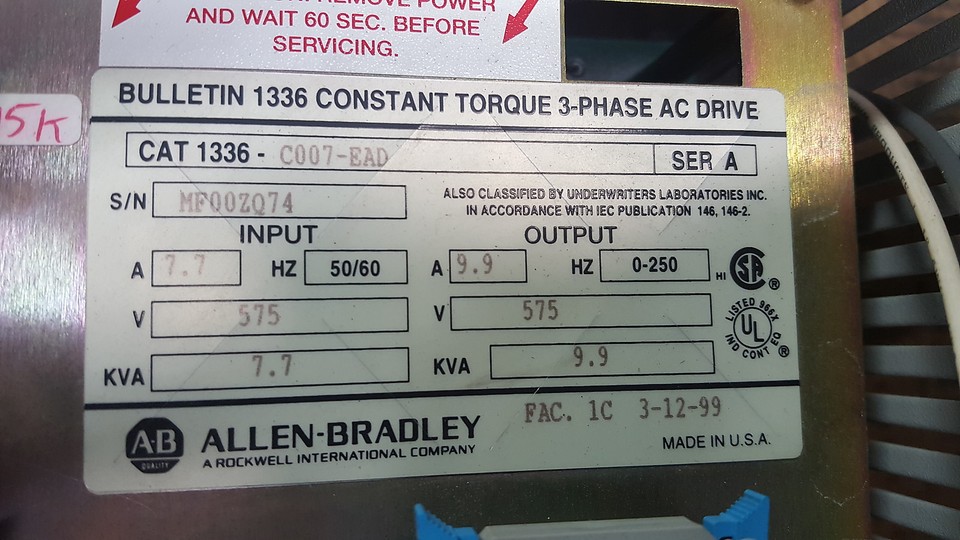 ALLEN BRADLEY 1336 DRIVE 1336-C007-EAD | eBay