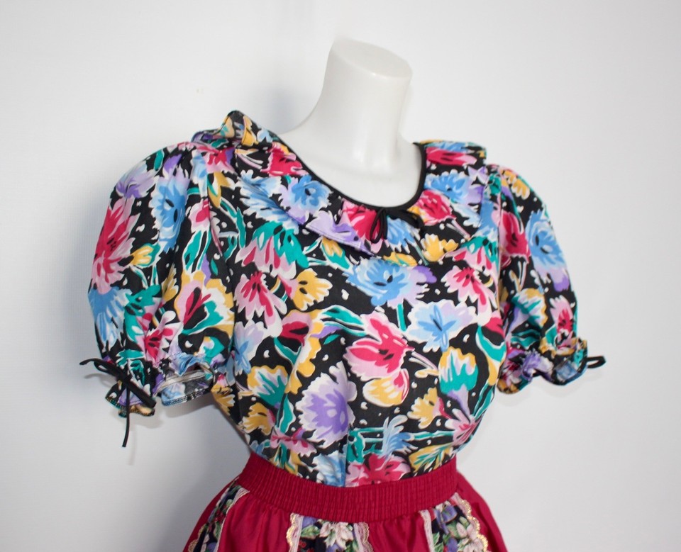 Vintage Partners Please Melco Modes Floral Square Line Dancing Ruffle ...