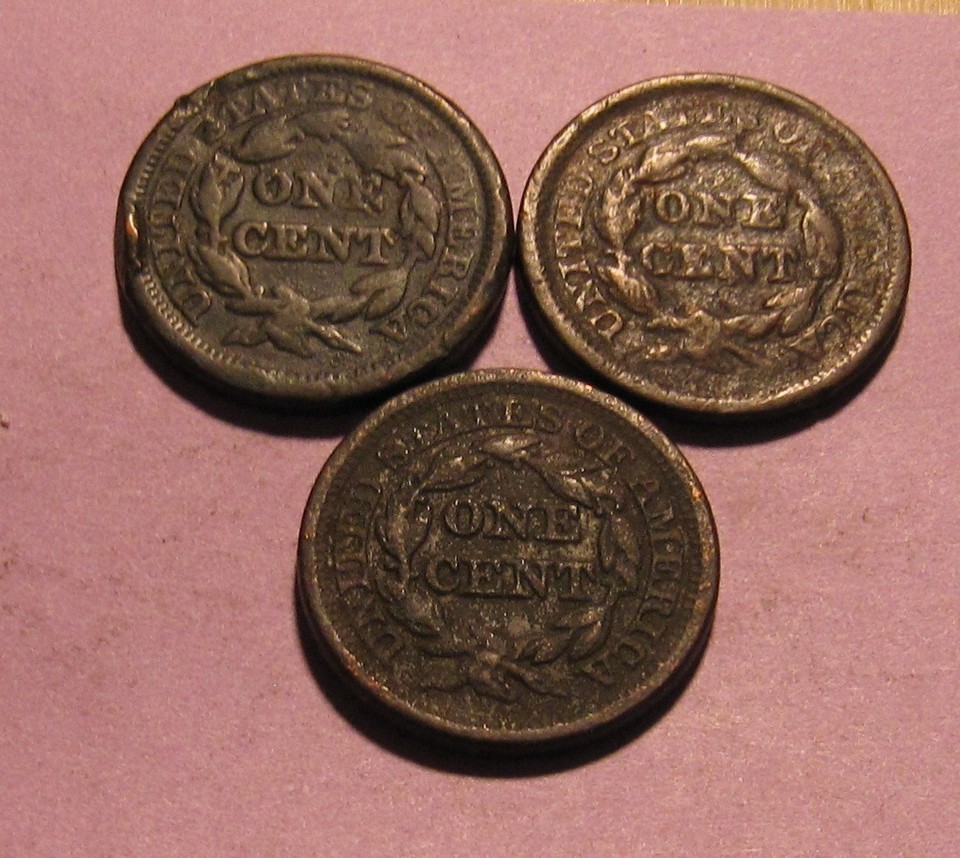 1845 1846 1847 Braided Hair Large Cent Penny - Mixed Condition - 59SA ...