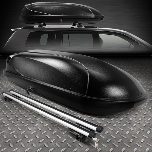 UNIVERSAL 135CM ADJUSTABLE ROOF RAIL ALUMINUM CROSS BAR+CARGO BOX BLACK ...