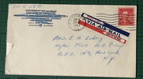 USA cover 1957 Chicago postmark to HQ 3920 A.B. Group APO 147 NY | eBay