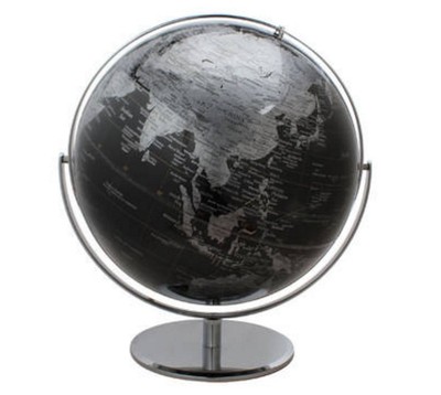 17" Large 2 Tone Revolving World Globe Table Top Black & Silver Modern ...