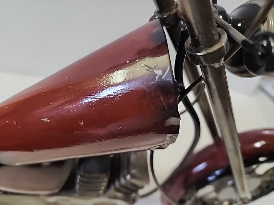 Vintage Motorcycle Art 15in Tall Decor Metal Maroon Hog Chopper Bike | eBay