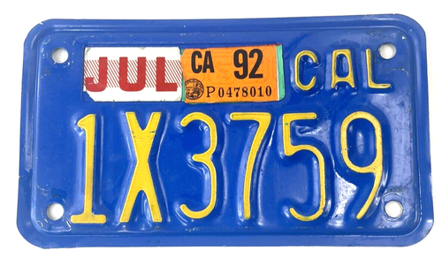 Nice DMV clear!! Early 1970s California Blue MOTORCYCLE License Plate ...