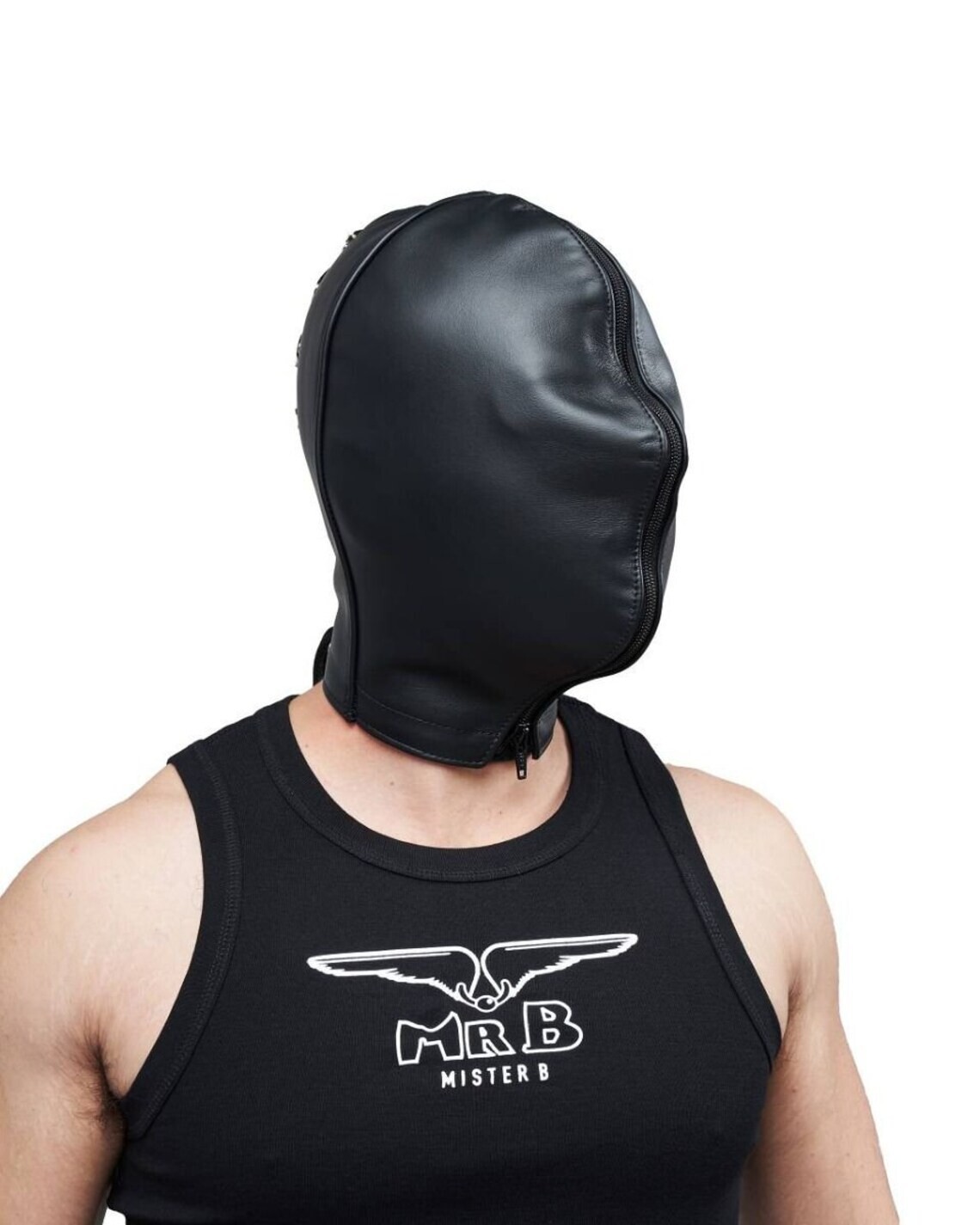 Handmade Real Black Leather Double Faced Hood Fetish Bondage Dual Mask ...