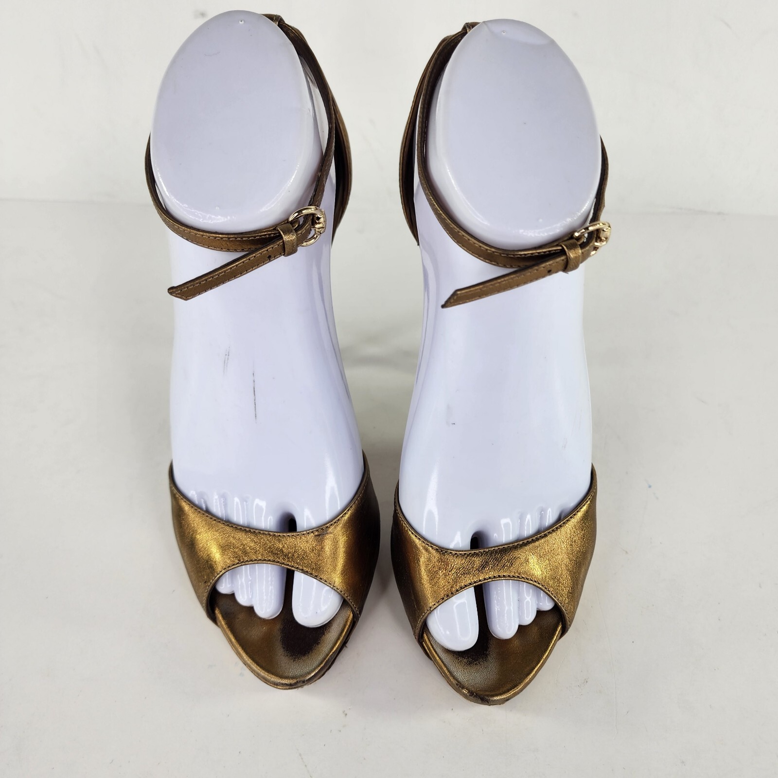 Gucci Women's Gold Leather High Bamboo Heels US 6 Pee… - Gem