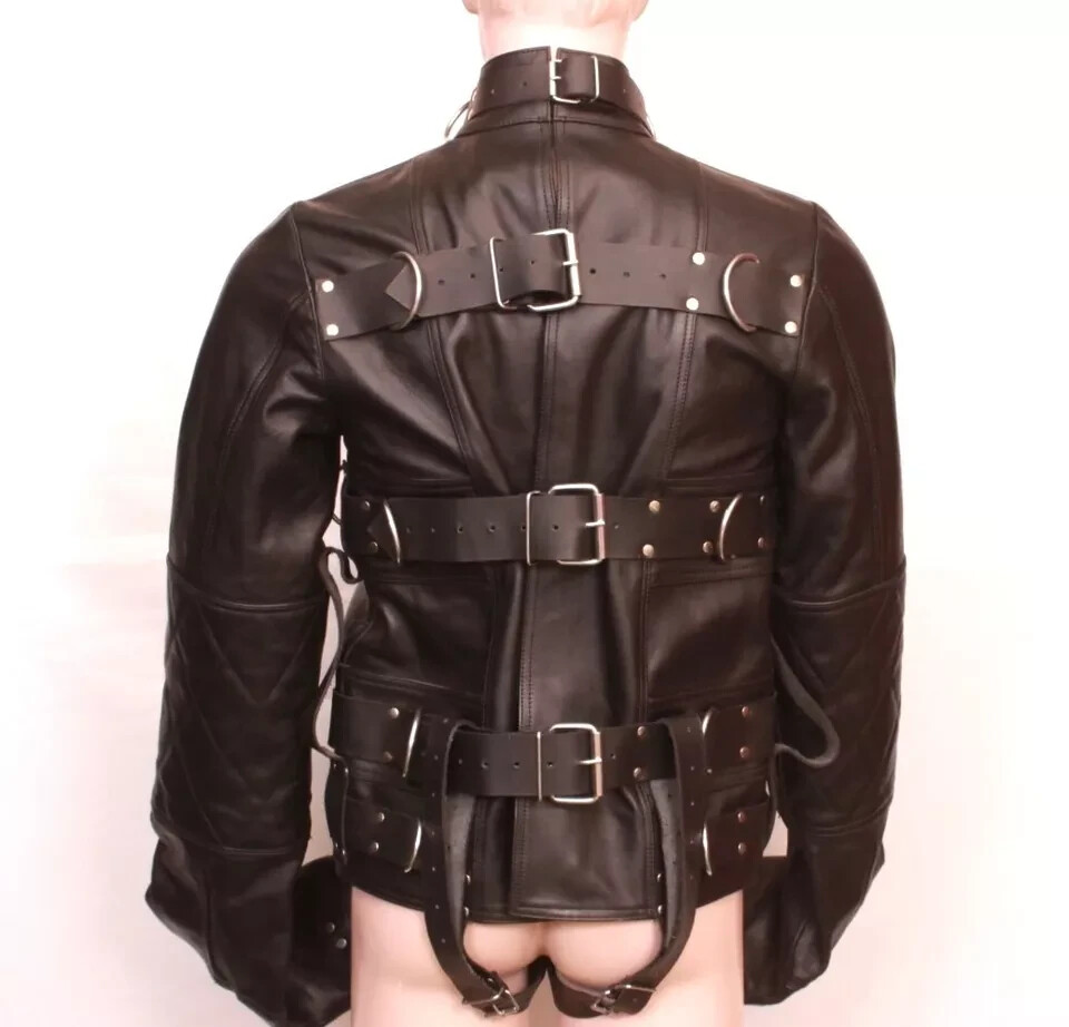 Mens Leather Heavy Duty Straight Jacket Cowhide Leather Straitjacket ...