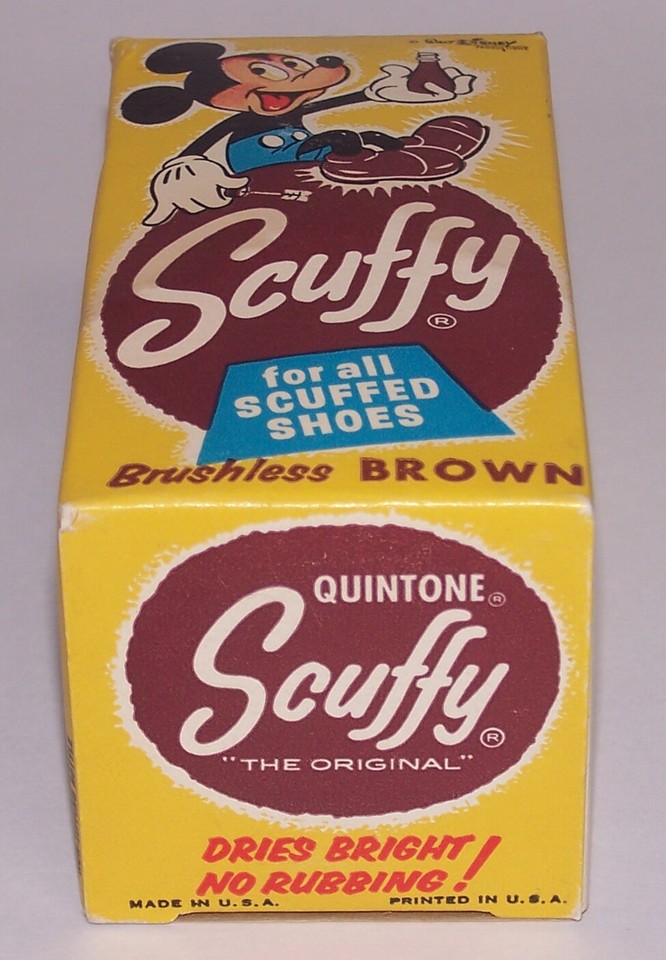 Walt Disney's Mickey Mouse Scuffy Brushless Brown Shoe Polish 1950's | eBay