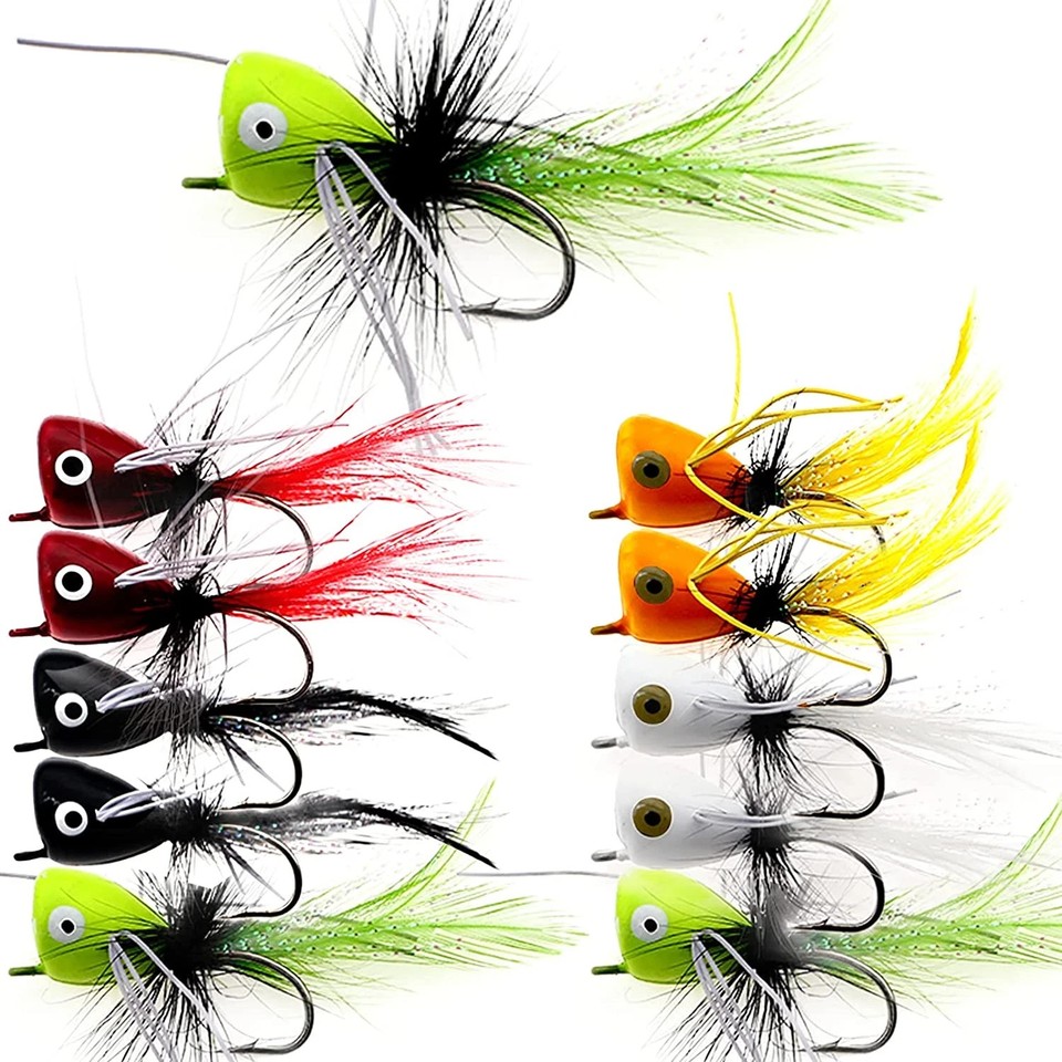 10pcs Fly Fishing Poppers Fly Fishing Dry Flies,Topwater Fishing Lures ...