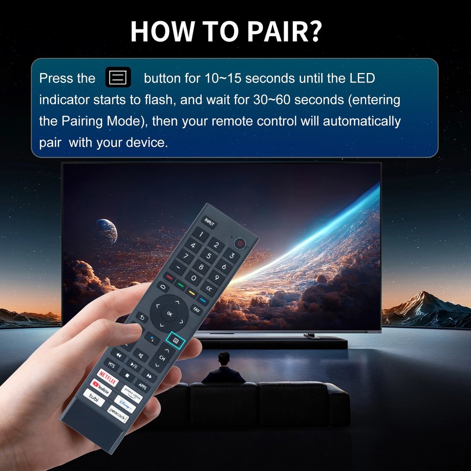 ERF3J80H Bluetooth Remote Control Replacement for Hisense 4K UHD TVs ...
