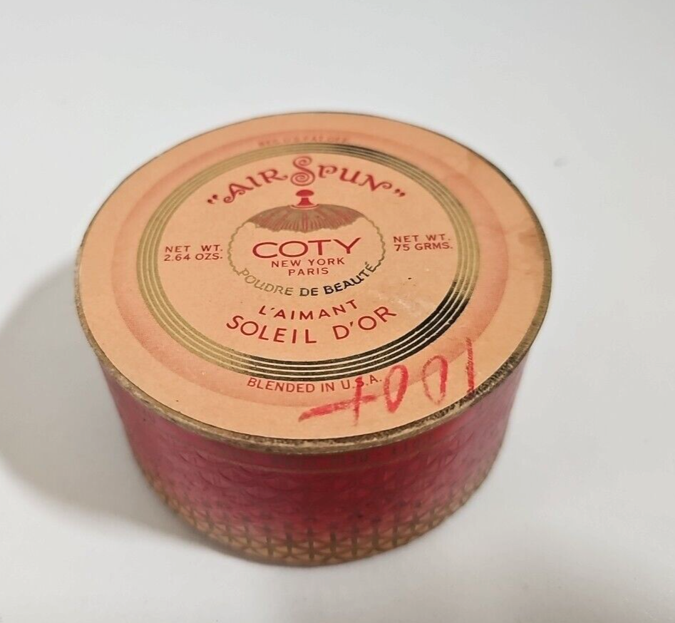 VINTAGE COTY AIR SPUN Beauty Facial Powder Box w Soleil D'or L’AIMANT ...