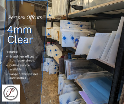 Acrylic sheet off cut, 4mm clear Perspex, plastic sheet material, laser ...