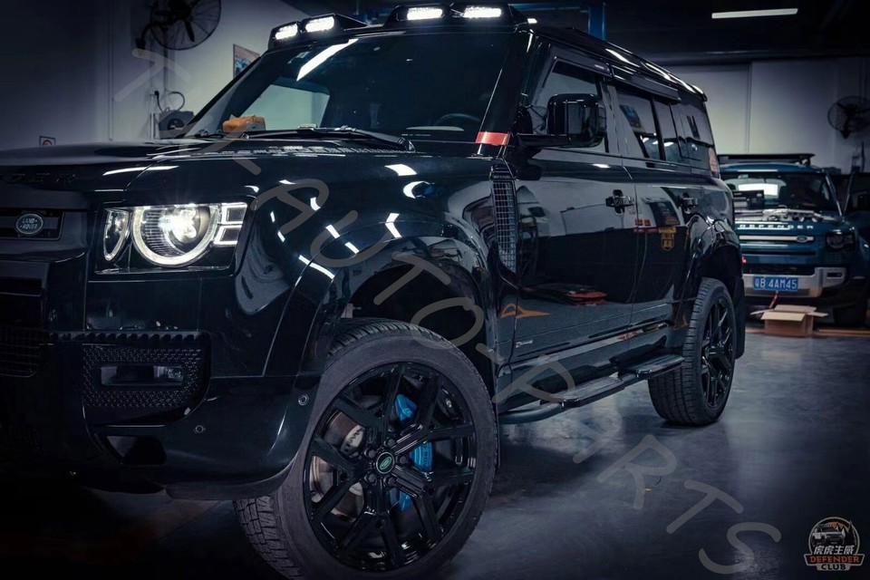 GLOSS BLACK ROOF TOP LIGHT BAR with LED DRL for LAND ROVER DEFENDER 90 ...