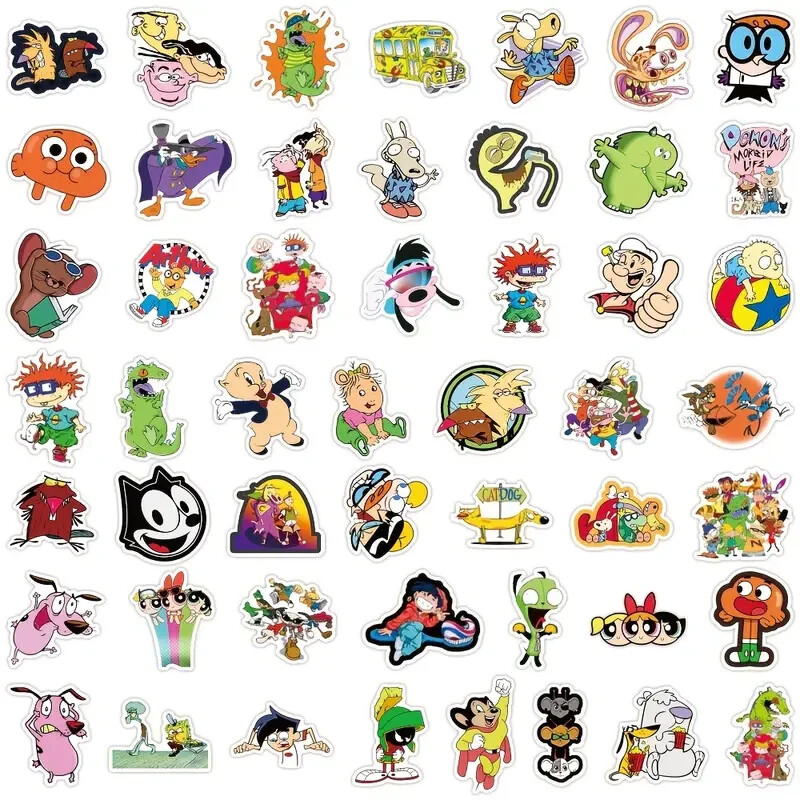 1990's CARTOON STICKERS (50pcs) 50 Fifty 90s 90's Nostalgia Die-Cut ...