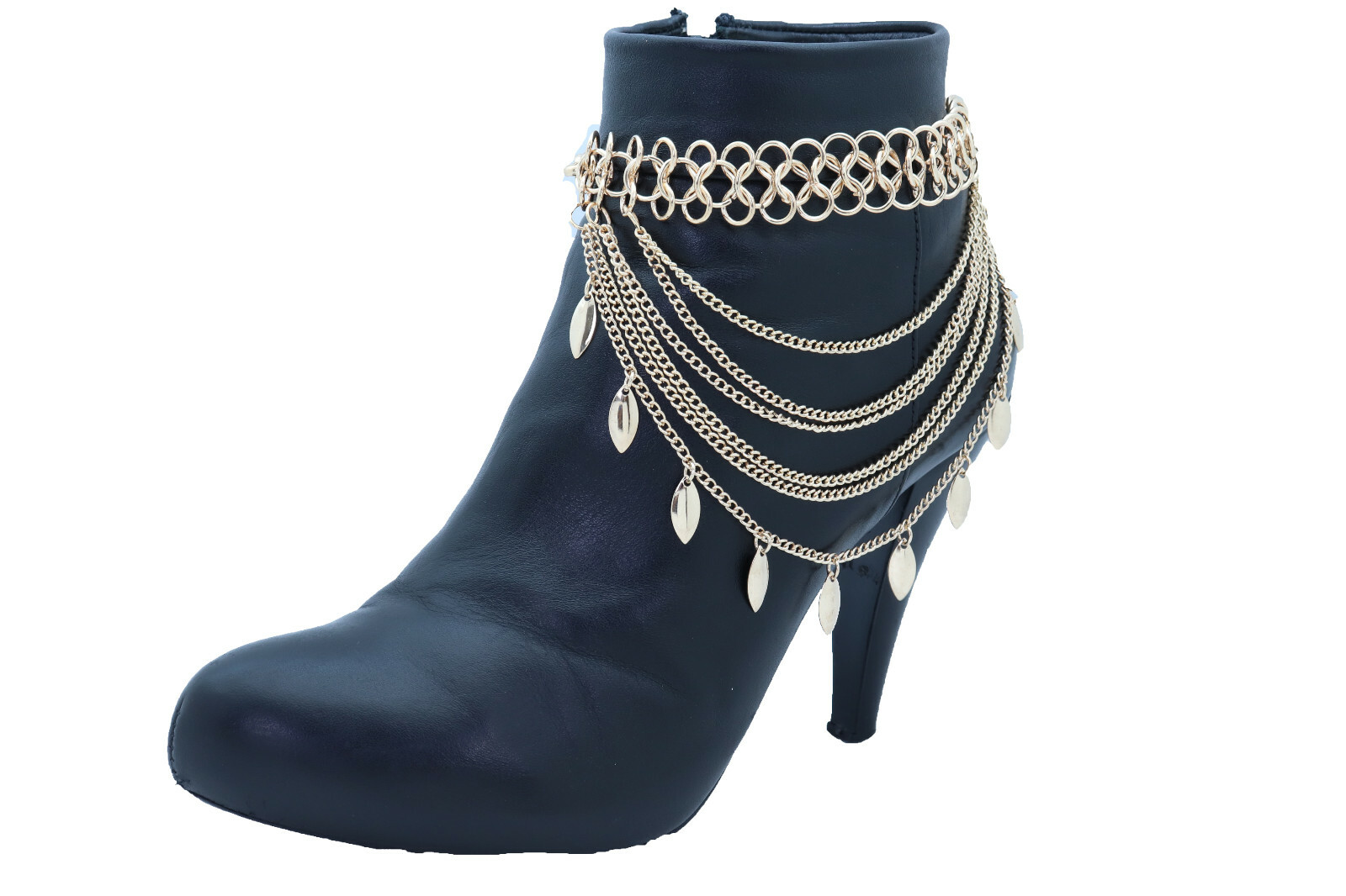 Women Gold Metal Chain Boot Bracelet Anklet Shoe Leaf Charm Bridal ...