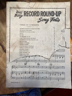 Vintage Hill Billy Record Round-Up Song Folio 1942 Sheet Music Song ...