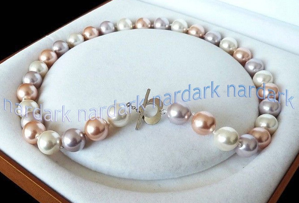 Rare Huge 14mm Genuine Mix Color South Sea Shell Pearl Round Beads ...