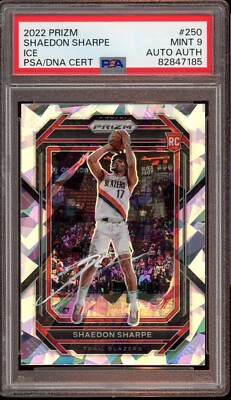2022 Panini Prizm #250 Shaedon Sharpe Cracked Ice Rookie Card Auto Psa ...