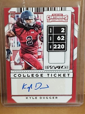Kyle Dugger 2020 Contenders College Ticket Autograph New England ...