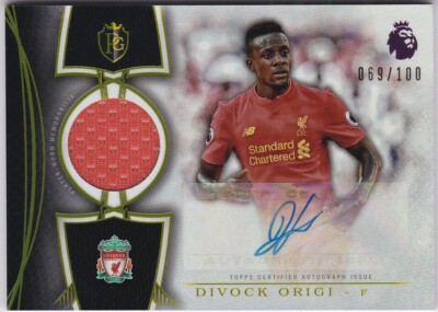 RARE TOPPS PREMIER GOLD 2016 DIVOCK ORIGI LIVERPOOL 69/100 RELIC ...