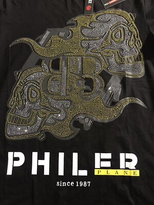 Moda & Pritex Philer Plane Flaming Skulls Mens Shirt Black Size Medium ...