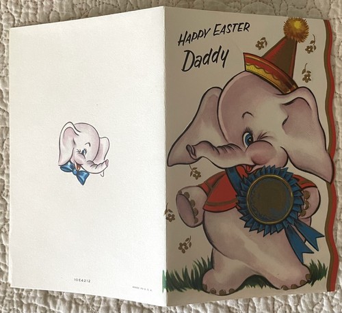 Unused Easter Elephant Hold Blue Ribbon Hat Vintage Greeting Card 1940s ...