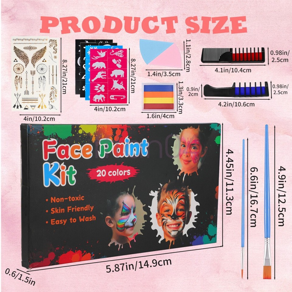 Professional Face Paint Kit Face Painting Kit for kids Party Xmas Gift ...