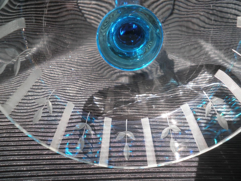 Vintage Unusual Morgantown Glass Clear Etched Pedestal Compote With ...