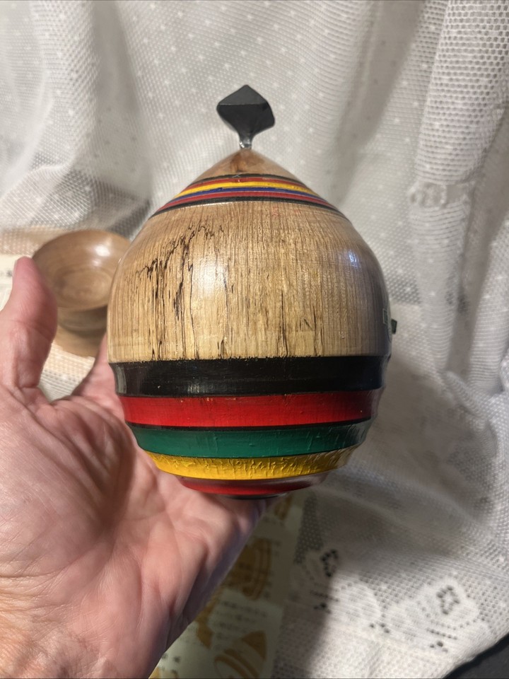 Vintage Japanese Wooden Spinning KOMA Top Traditional TOY GOOD LUCK ...