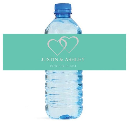 100 Modern Mint Water Bottle Labels Personalized Wedding Party Glossy ...