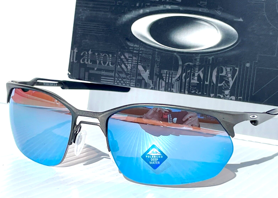 NEW Oakley WIRE TAP 2.0 Satin Lead POLARIZED PRIZM Deep Water Sunglass ...