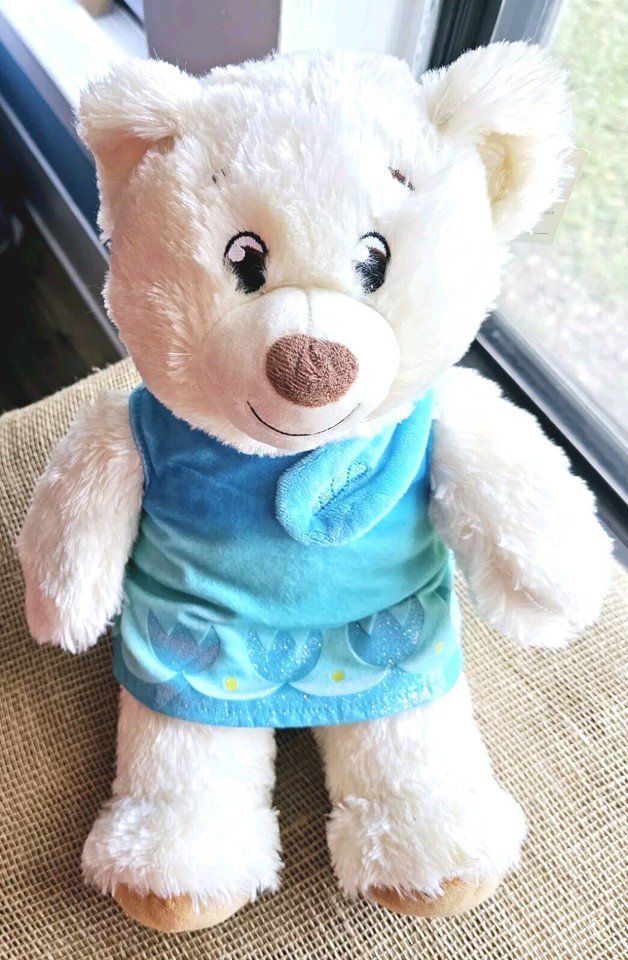 Build A Bear Lil Pudding Cub Plush Toy Bear 16" Blue Dress Voice ...