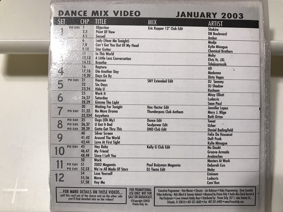 rare DVD sleeve PROMO ONLY Dance Mix Video 2003 January Eminen Ludacris ...