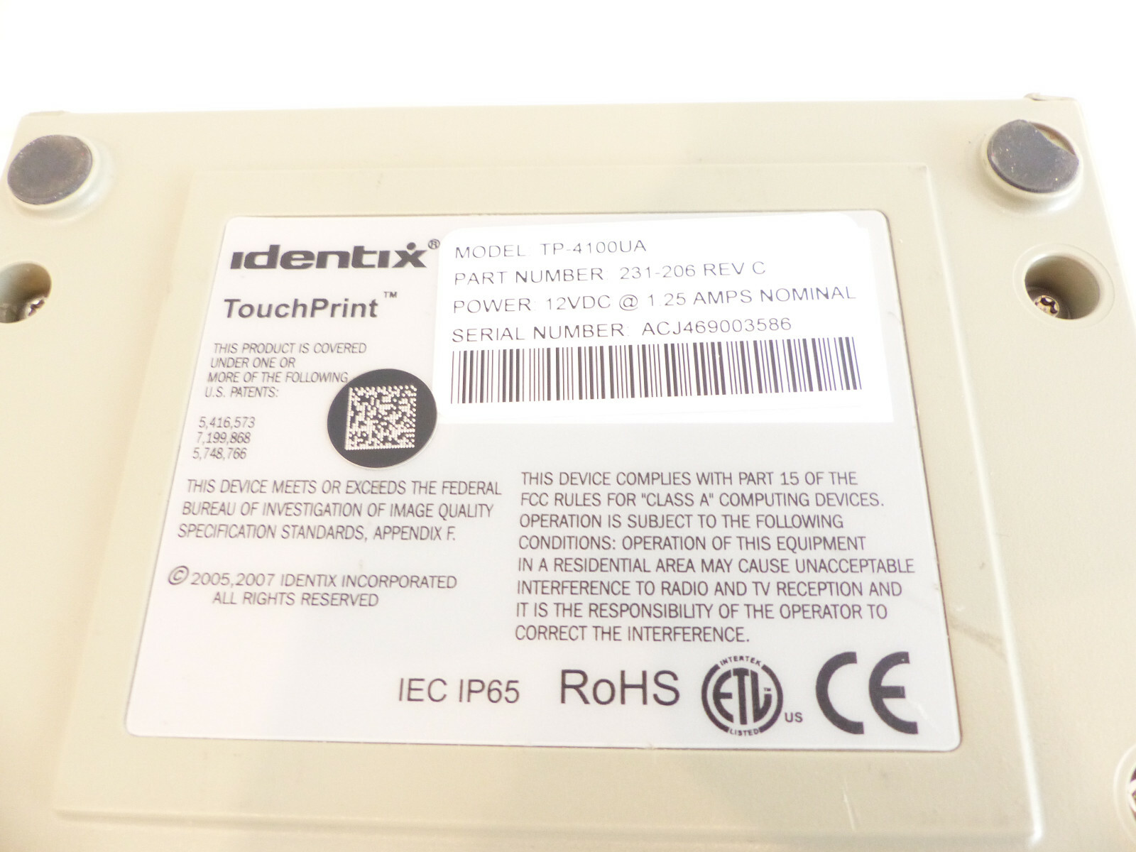 Identix TouchPrint TP-4100UA Fingerprint Fingerabdruck Identifikation ...