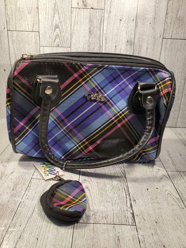 Hollywood Color Company Blue Plaid Purse With Mini Purse Keychain | eBay