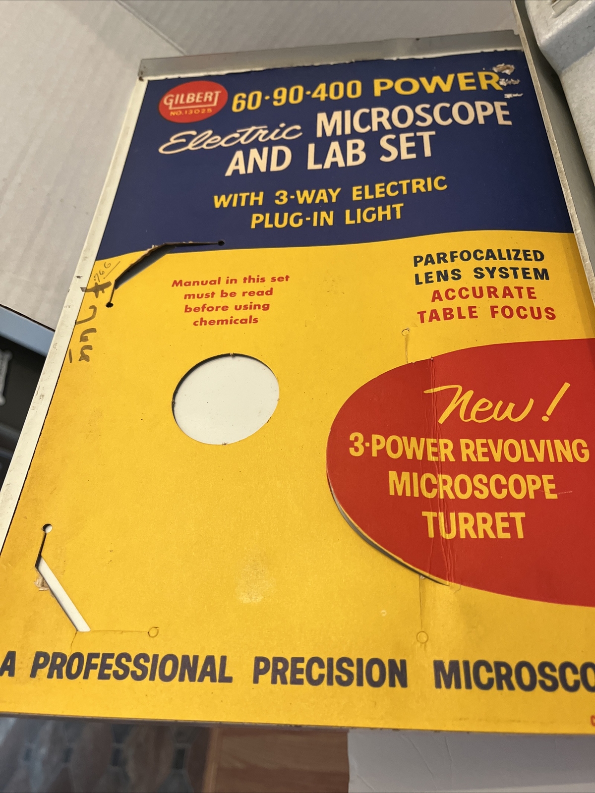 VINTAGE 1960-70s GILBERT MICROSCOPE & LAB SET METAL BOX MICROSCOPE ...