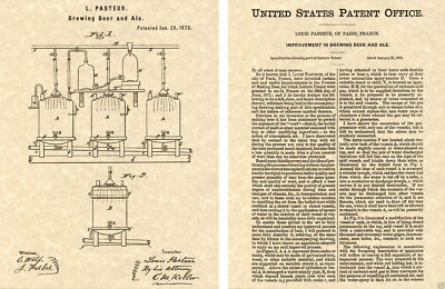 US PATENT for BEER BREWING Art Print READY TO FRAME Louis Pasteur 1873 ...