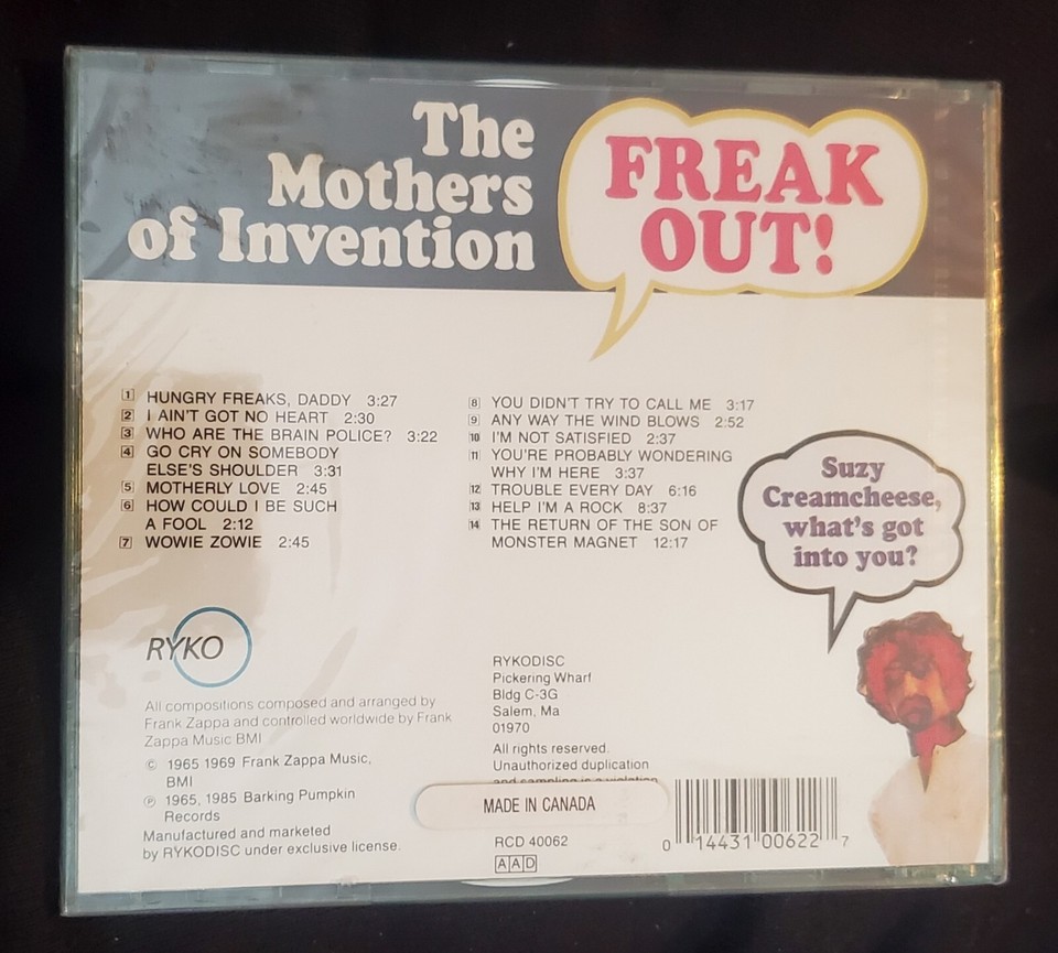 Frank Zappa The Mothers Of Invention - Freak Out! 1985 Ryko CD new ...