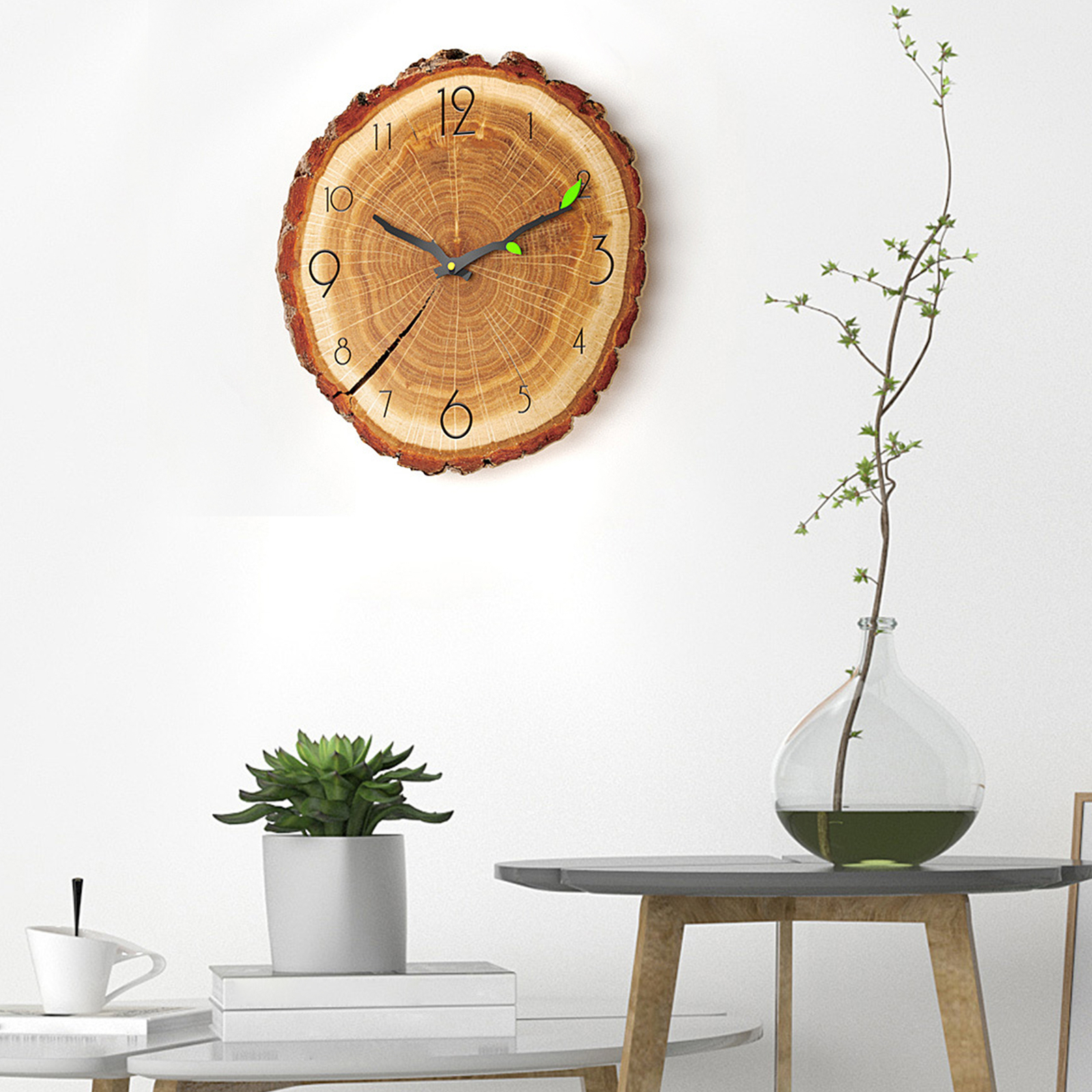Nursery Clock Clock Wood Grain Clock Tree Stump Design Quartz Movement ...