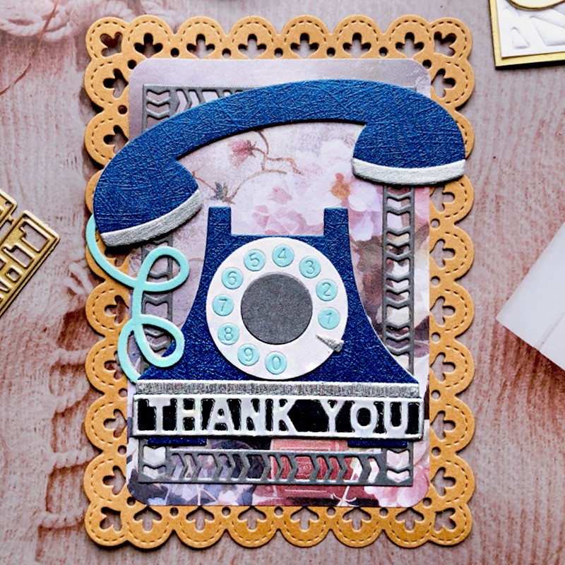 Vintage Telephone Thank You Words Metal Cutting Dies Scrapbook Card ...