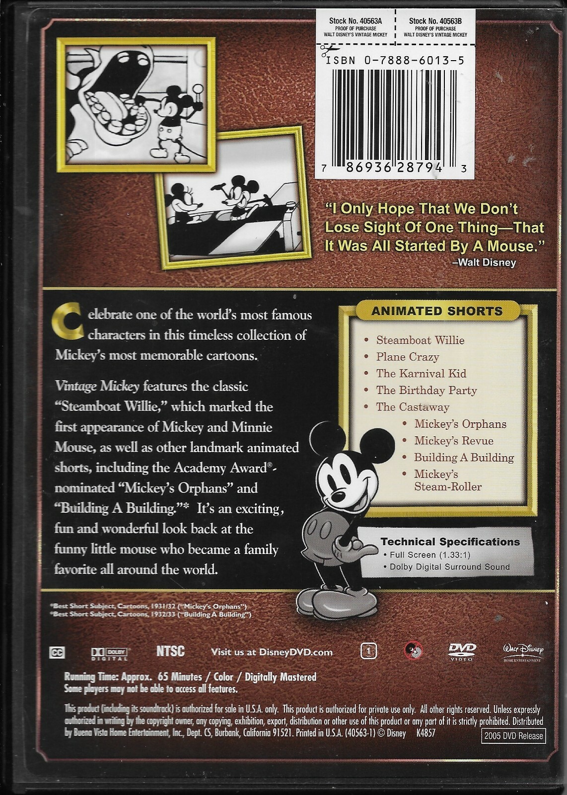 WALT DISNEY'S..."VINTAGE MICKEY"....GREAT MICKEY CLASSICS....RARE HTF ...