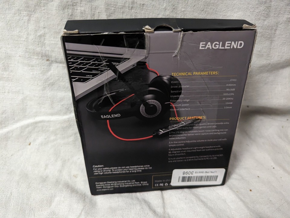 Eaglend EH01 Black Red Adjustable Headband Ergonomic Telephone Headset ...
