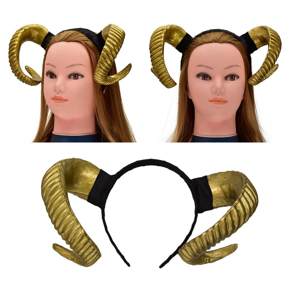 Bull Horns Costume Gold Devil Hair Hoop Scratch-free Headband ...